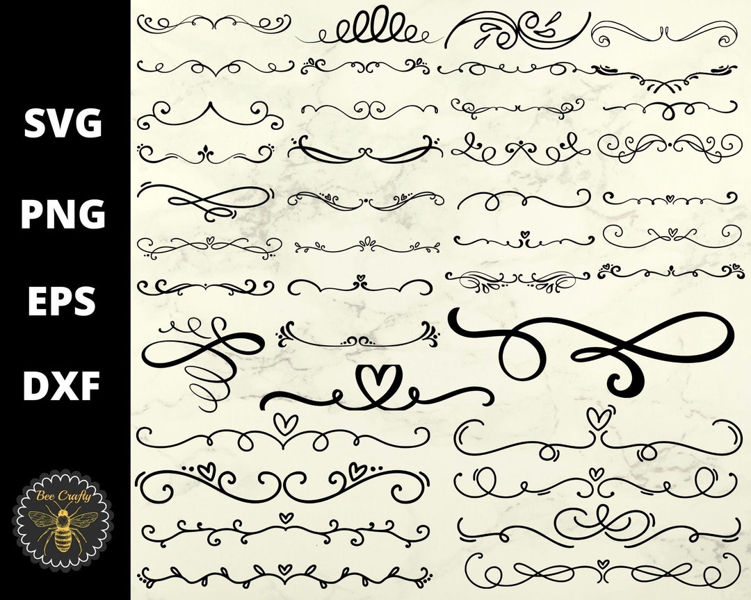 40 X Ornamental Line Dividers | Decorative Swoosh Flourish Text ...