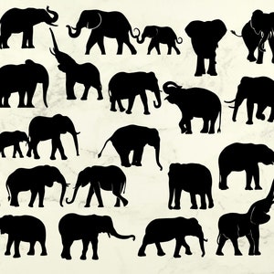 20 X Elephant Bundle SVG | Elephant Silhouette Clipart | Wildlife ...