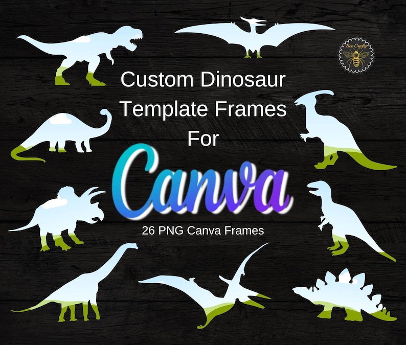 Custom Dinosaur Canva Frames | Editable in Canva Dino Elements | Fill ...