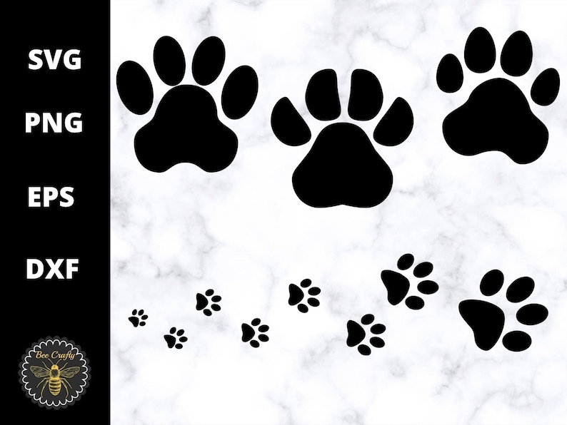 Pfotendrucke SVG Pfote Prints Silhouette Bilddateien Pfote - Etsy ...