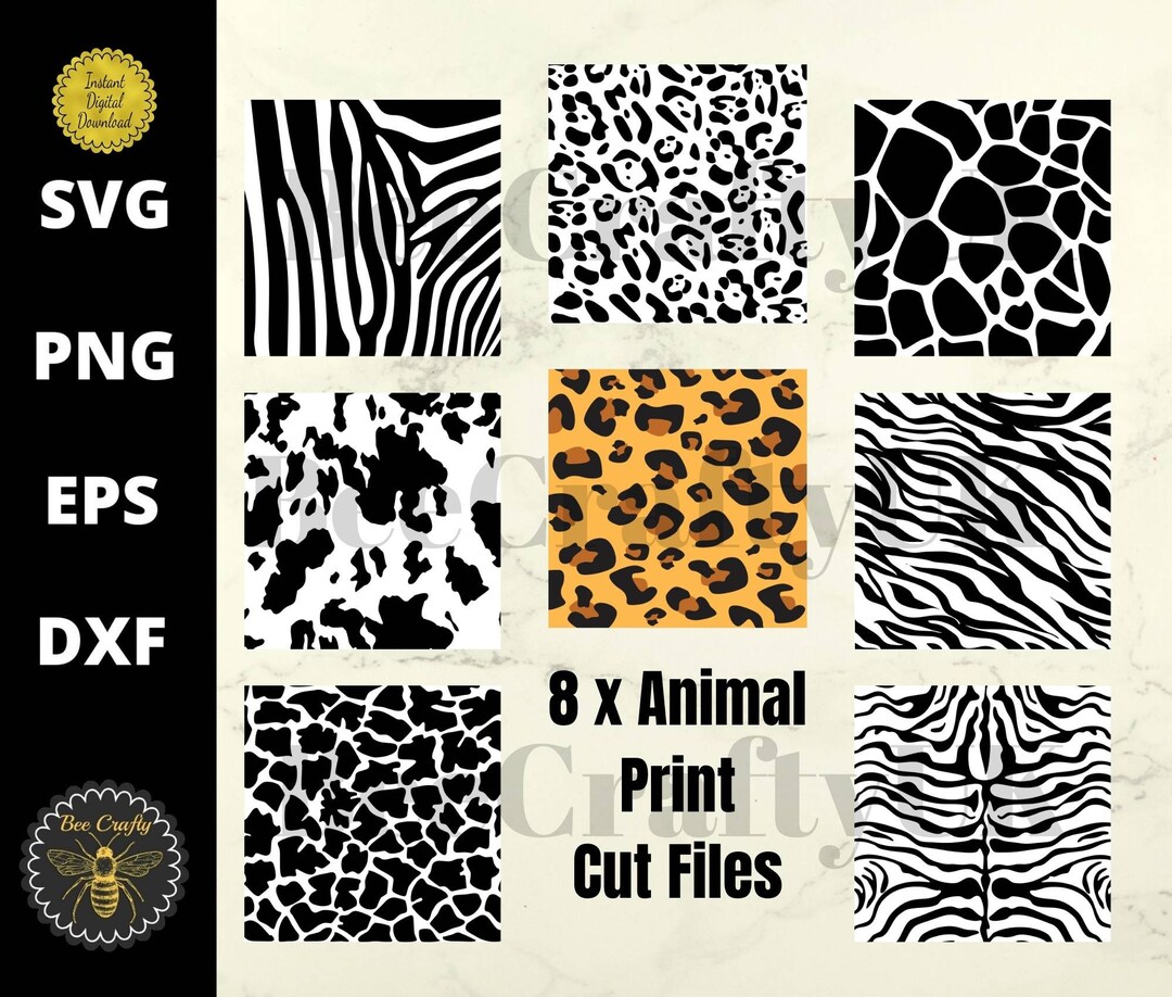 8 X Animal Print SVG Bundle | Layered Patterns SVG | Giraffe, Zebra ...