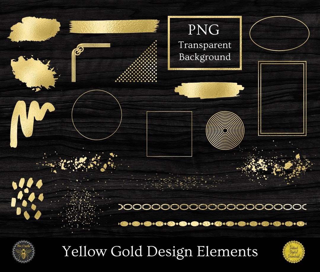 Gold Design Elements | Yellow Gold Metallic Clipart | Gold Foil, Gold ...