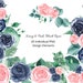 Watercolour Navy Blue & Blush Pink Roses Clipart Rose Flowers Foliage ...