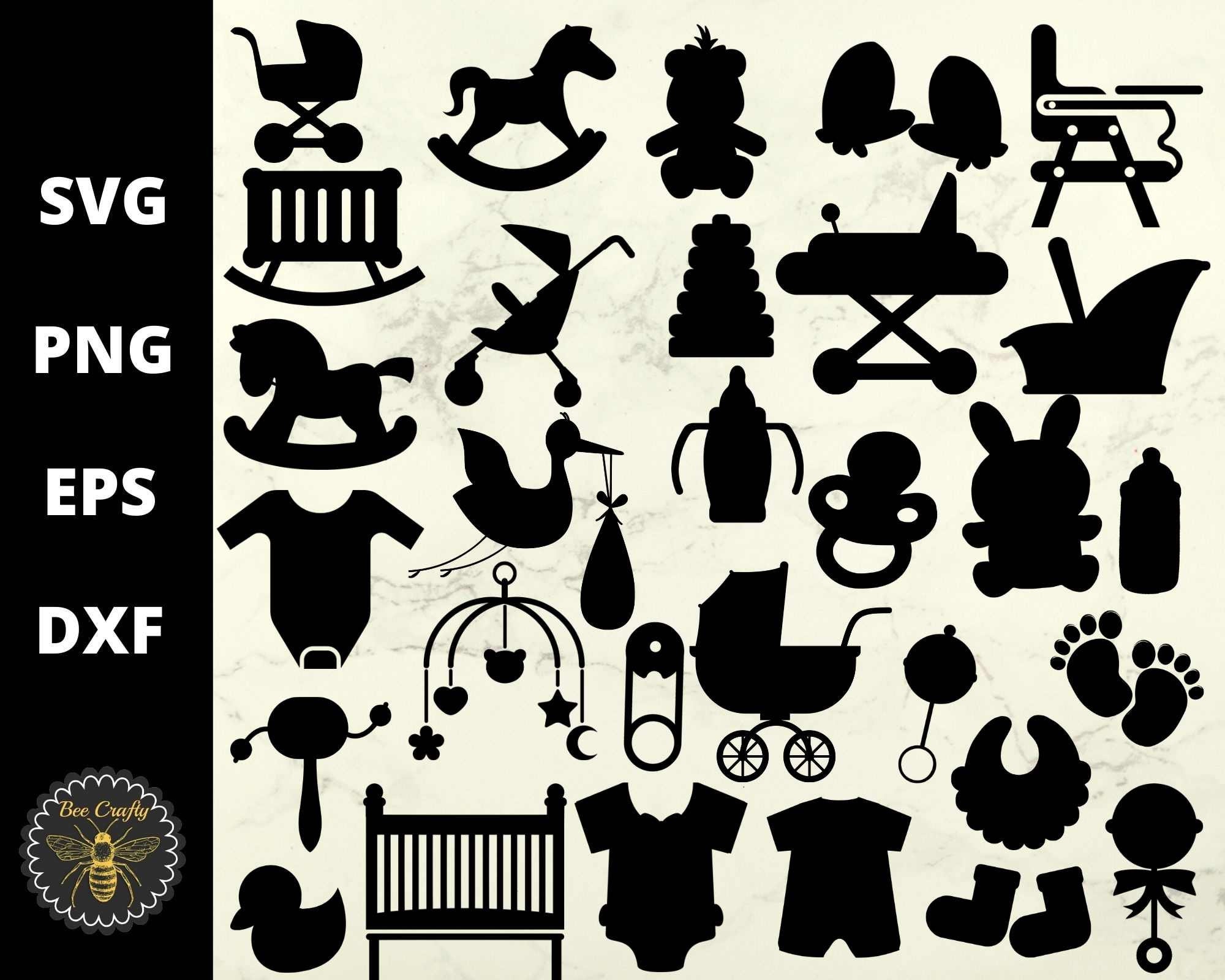 Baby SVG Bundle Pram Cot Teddy Dummy Rocking Horse Stork - Etsy UK