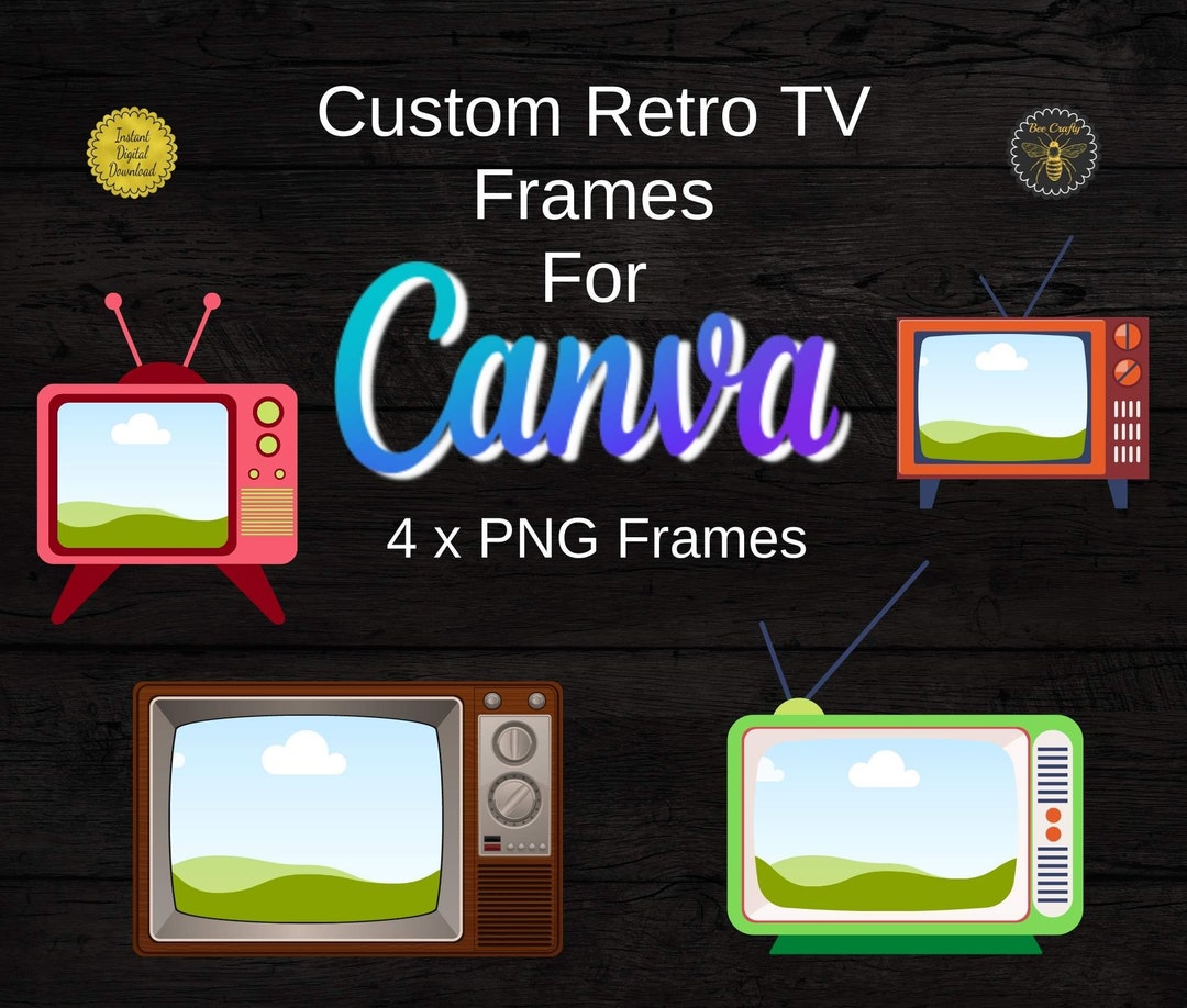 Custom Retro TV Screen Frames | Drag and Drop Editable in Canva ...