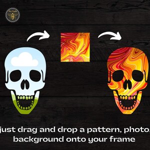 Custom Skeleton Skull Canva Frames | Editable Canva Skull Head Frames ...