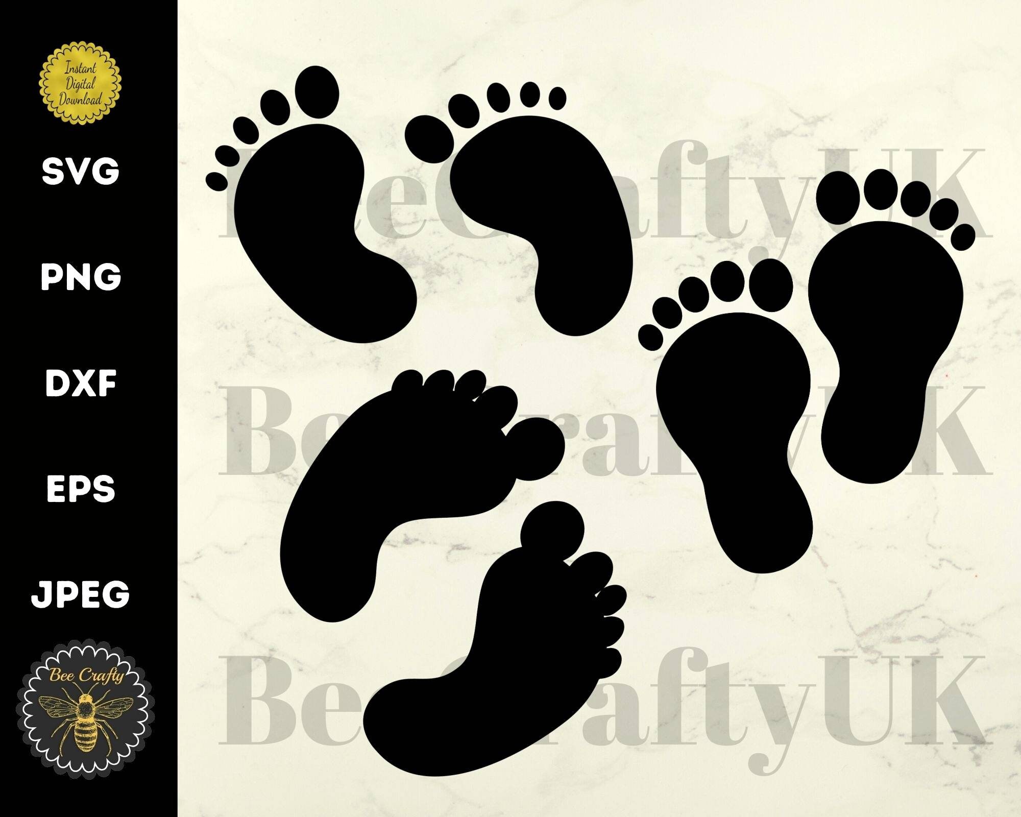Baby Feet SVG Bundle | 3 Piece Baby Footprint Silhouette Clipart Set ...