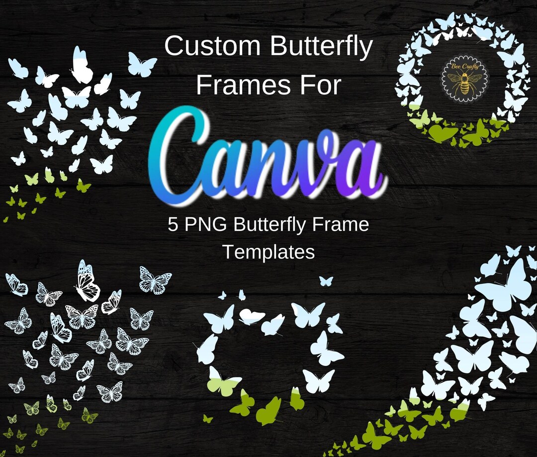 Custom Butterfly Canva Frames | Editable in Canva Frame Elements | Fill ...