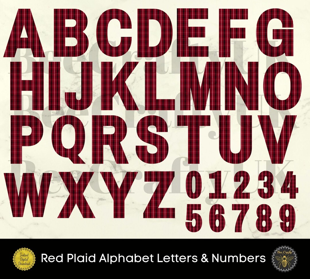Red Plaid Letters & Numbers | Red / Black Alphabet Design Elements ...