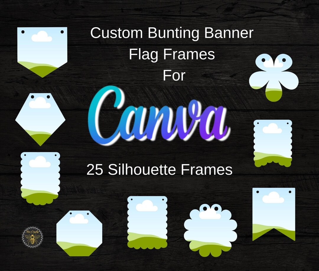 Bunting Canva Frames Bundle | Editable in Canva, Banner Flag Frames ...