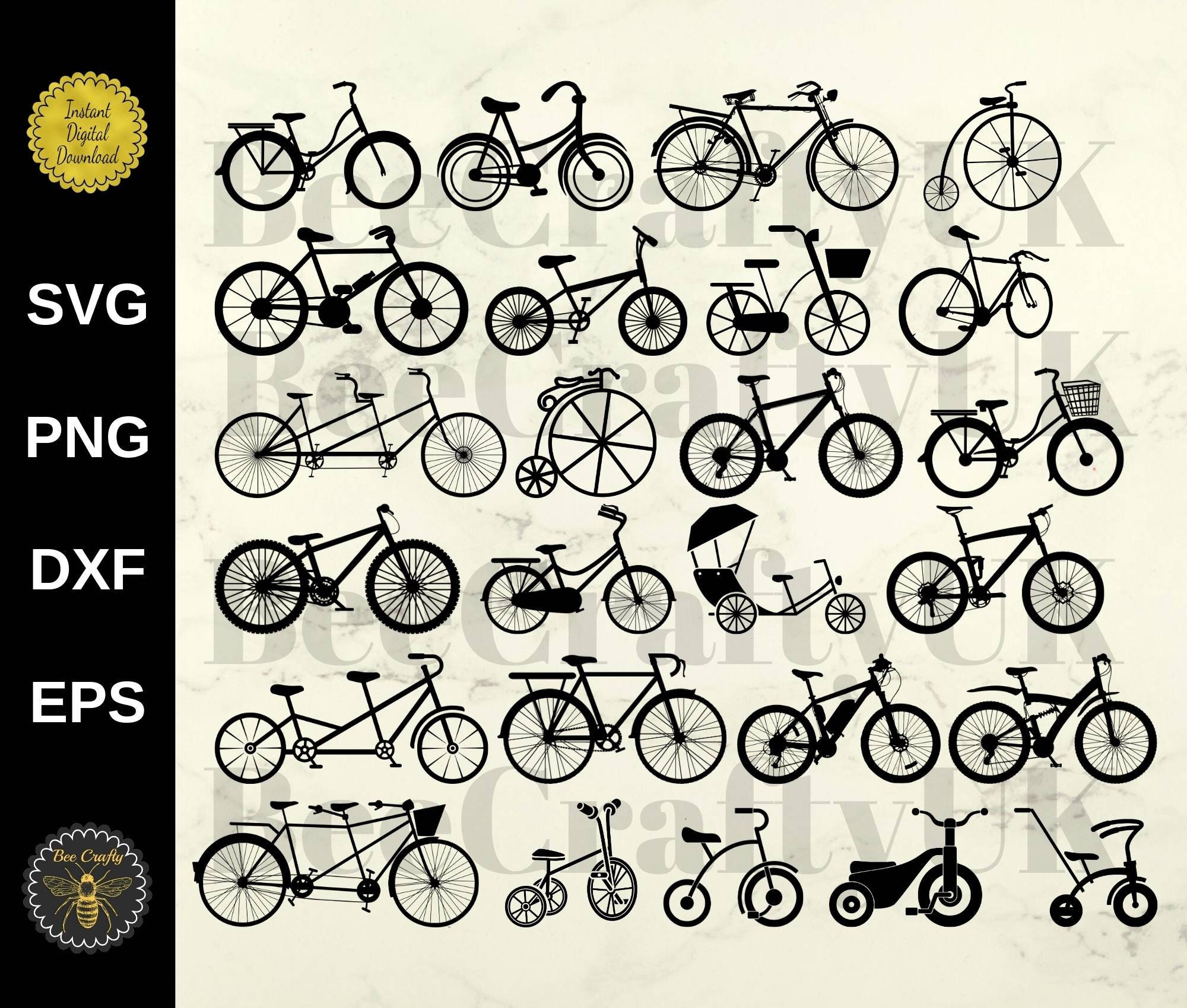 Silhouettes de vélo SVG Bundle | Vélos Mountain Electric Trikes ...