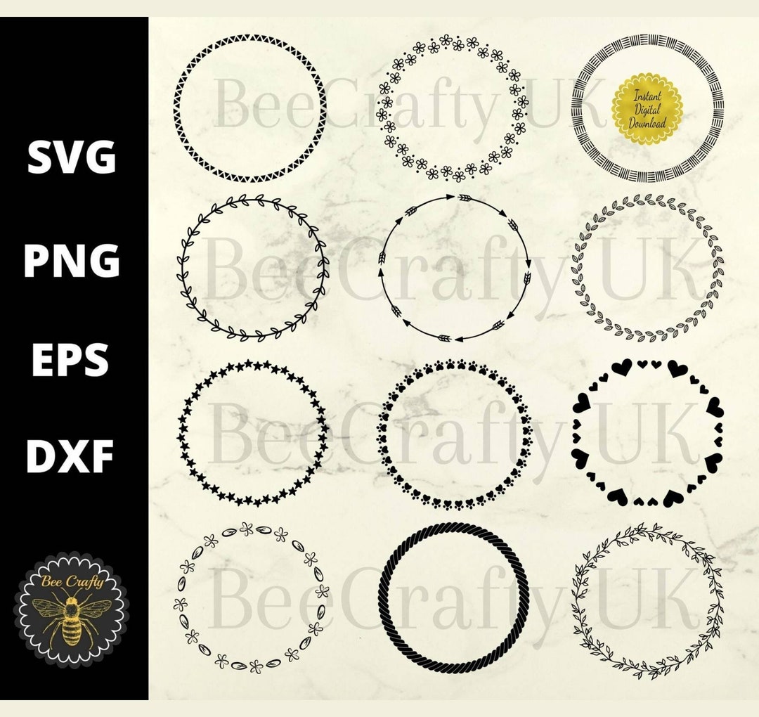 Circle Borders Bundle SVG | Round Patterned Wreath Frames Clipart ...
