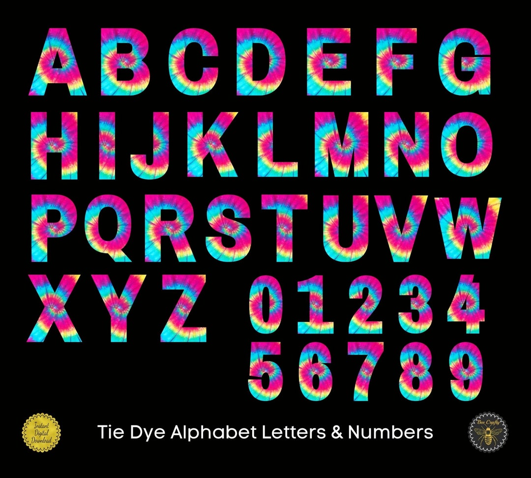 Tie Dye Letters & Numbers | Colourful Bright Alphabet Design Elements ...