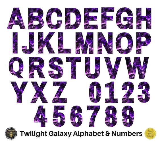 Twilight Purple Galaxy Letters & Numbers Galaxy Sky Font - Etsy