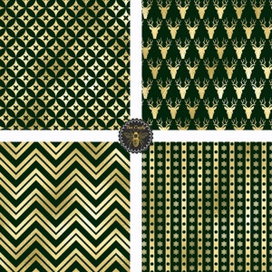 Green and Gold Christmas Papers | Gold Foil & Green Backgrounds | Gold ...