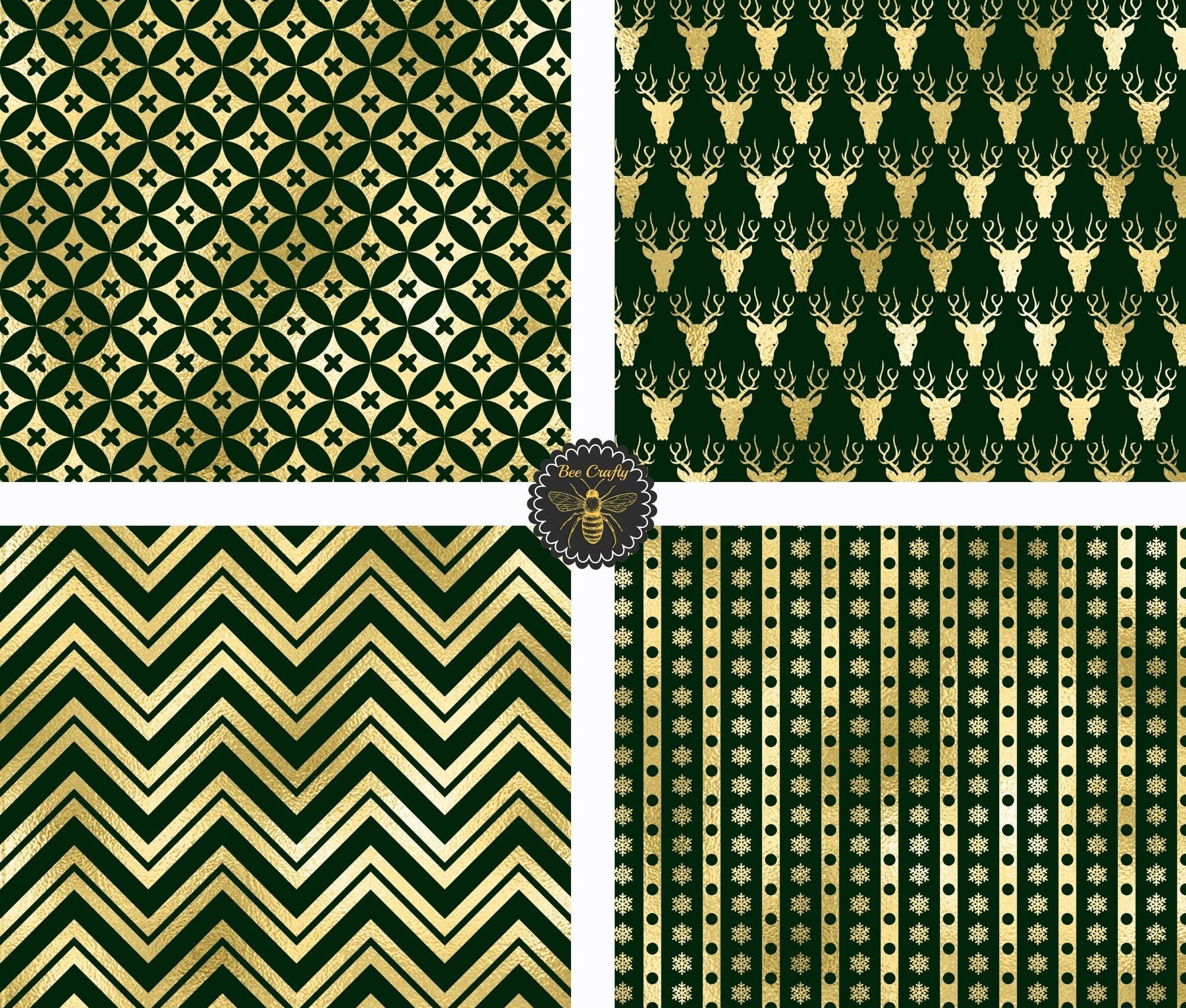 Green and Gold Christmas Papers | Gold Foil & Green Backgrounds | Gold ...
