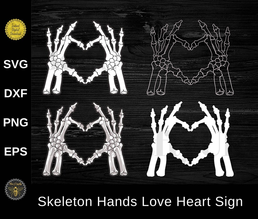 Skeleton Hands Heart SVG | Skeleton Hands Making Love Heart Sign | Svg ...