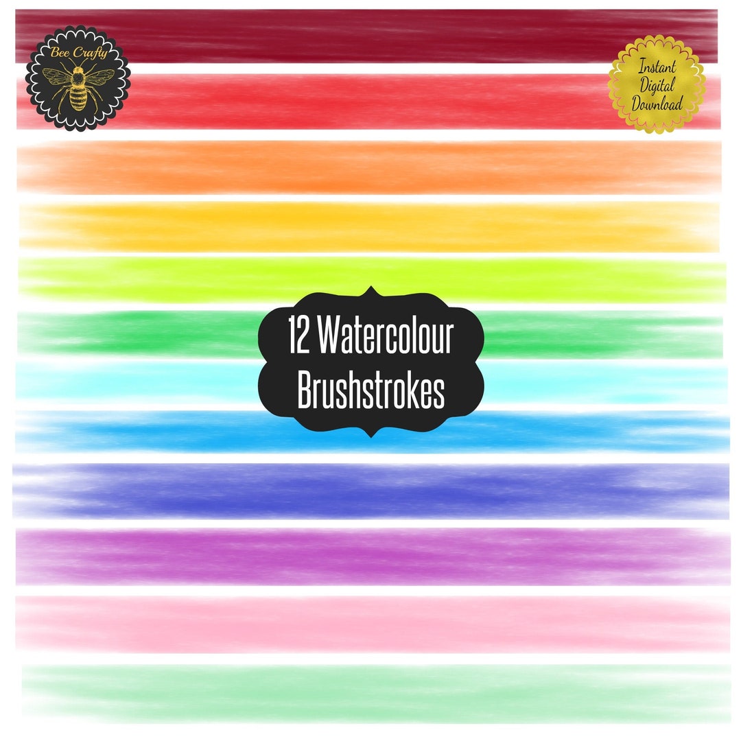 Watercolour Brush Strokes | Clipart Watercolor Brushstrokes | Graphic ...