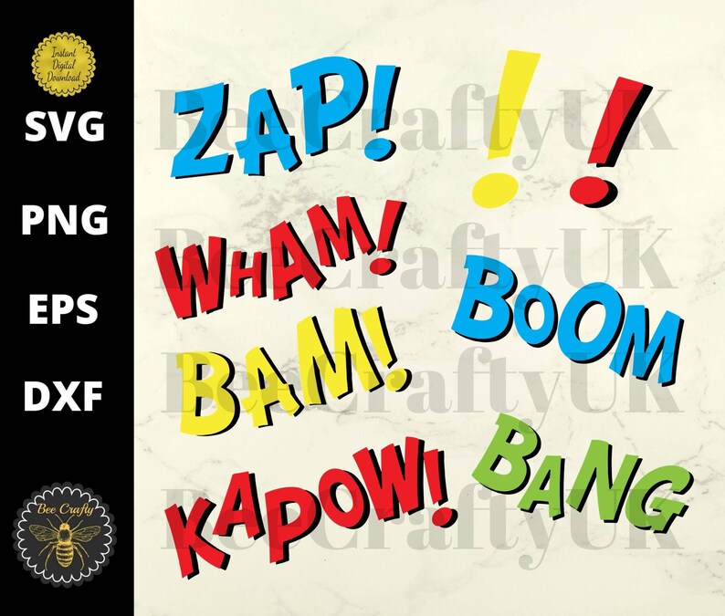 Comic Balloon Bubble Art & Words Bundle | Kapow Boom Bang Bam Zap Wham ...