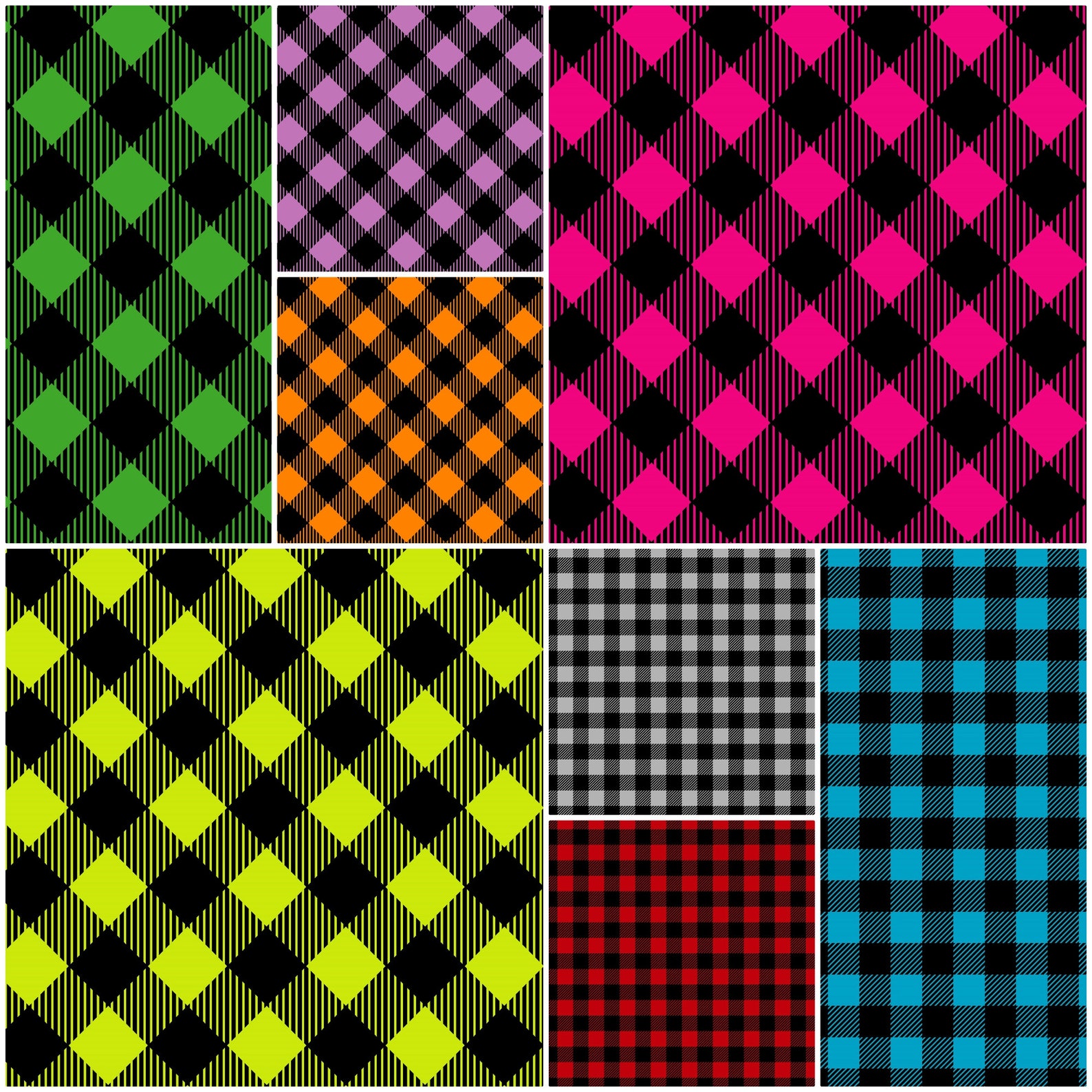 Bright Plaid Digital Paper Pack Rainbow Buffalo Plaid Craft - Etsy