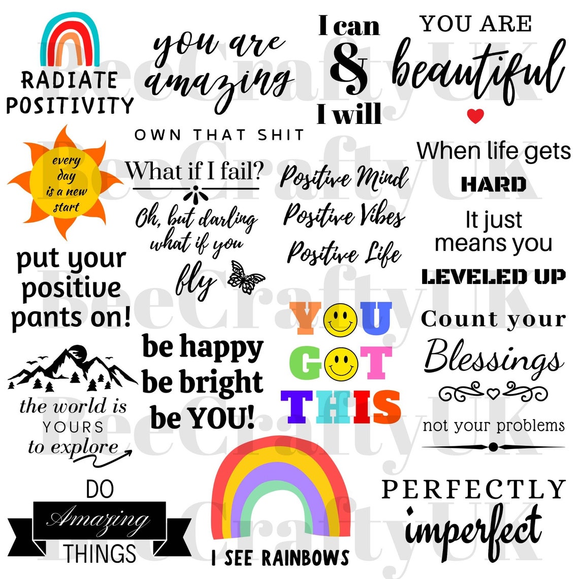 16 Positive Quotes SVG Bundle | Positive Motivational Inspirational Svg ...