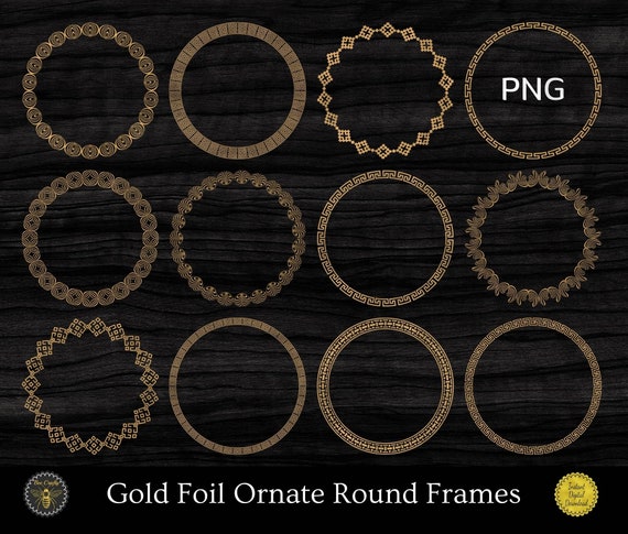 Gold Circle Frames Borders Bundle Patterned Wreath Clipart - Etsy