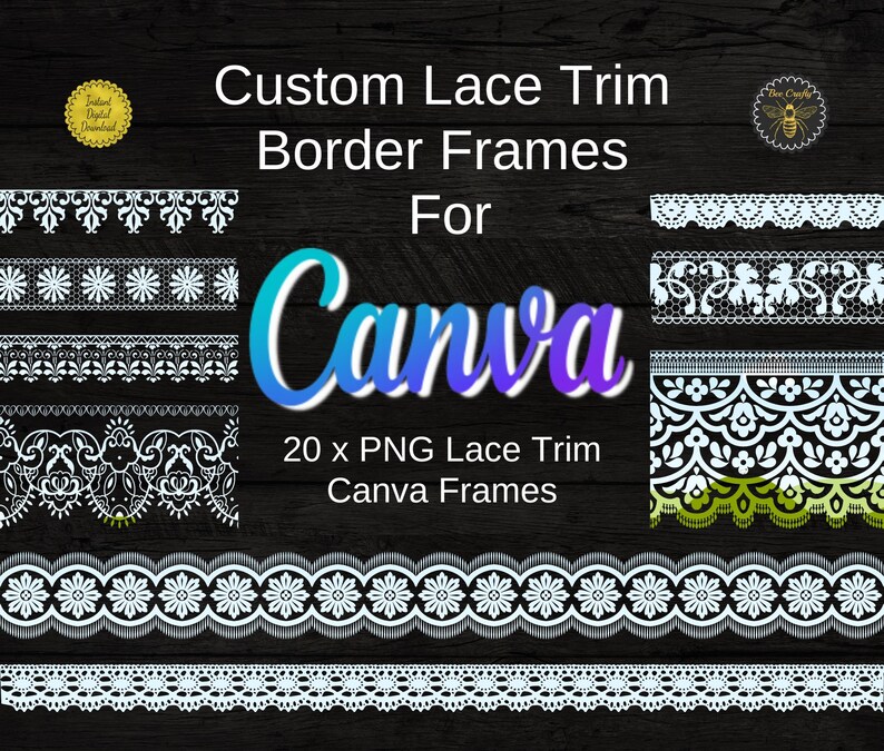 Custom Canva Lace Trim Border Frames | Drag and Drop Editable in Canva ...