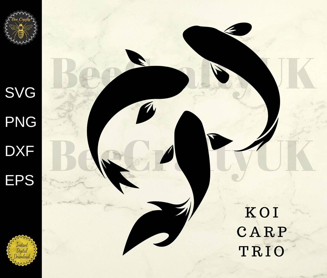 Koi Carp Trio SVG Silhouette | Koi Carp Clipart | Koi Fish Cutting File ...