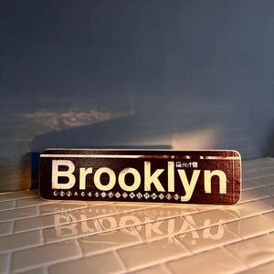 Handcrafted Brooklyn Subway Sign: NYC Wood Art - Etsy