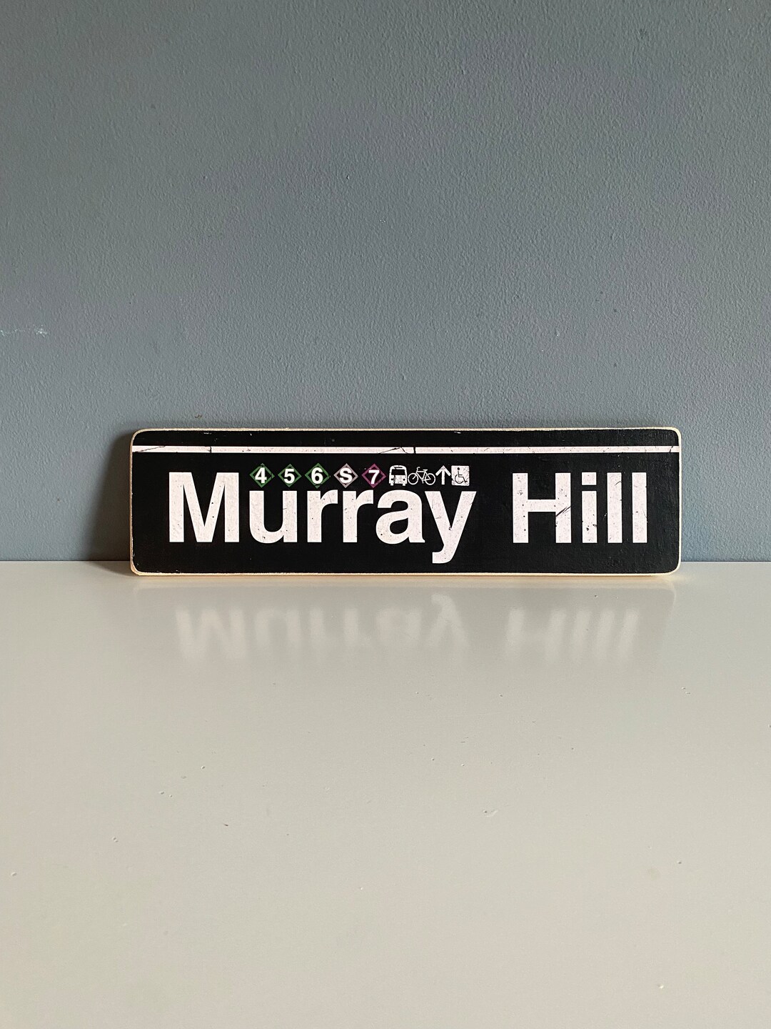Handcrafted Murray Hill Subway Sign: NYC Wood Art - Etsy