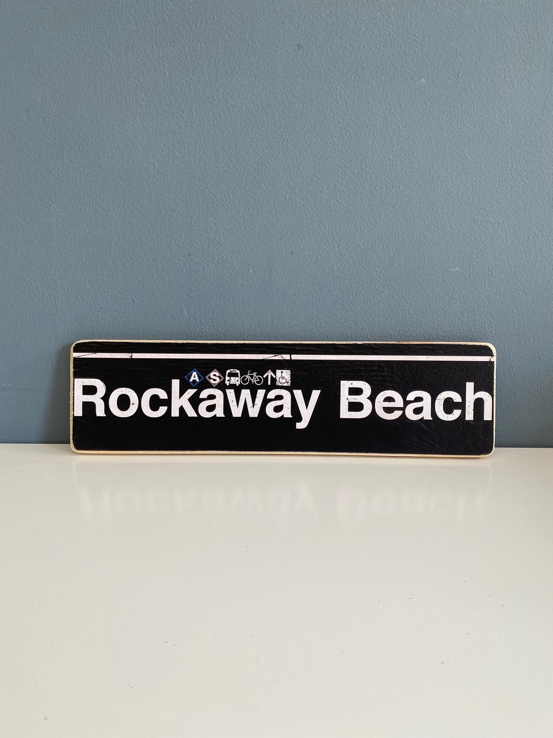 Rockaway Beach Subway Sign: Handcrafted NYC Wood Art - Etsy