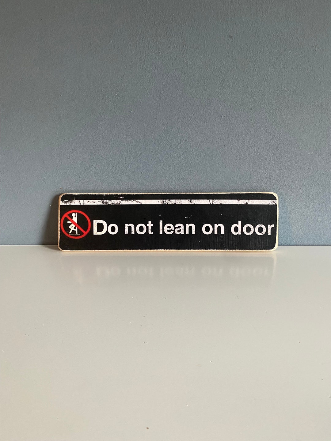 Do Not Lean on Door Hand Crafted Horizontal Original Wood Sign - Subway Sign, NY Decor, NYC Art ...