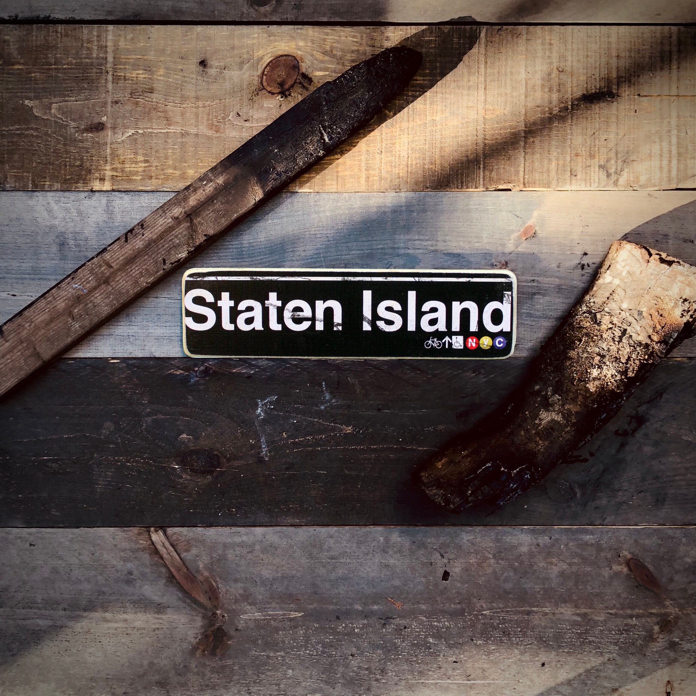 Staten Island New York City Neighborhood Hand Crafted Horizontal Wood ...