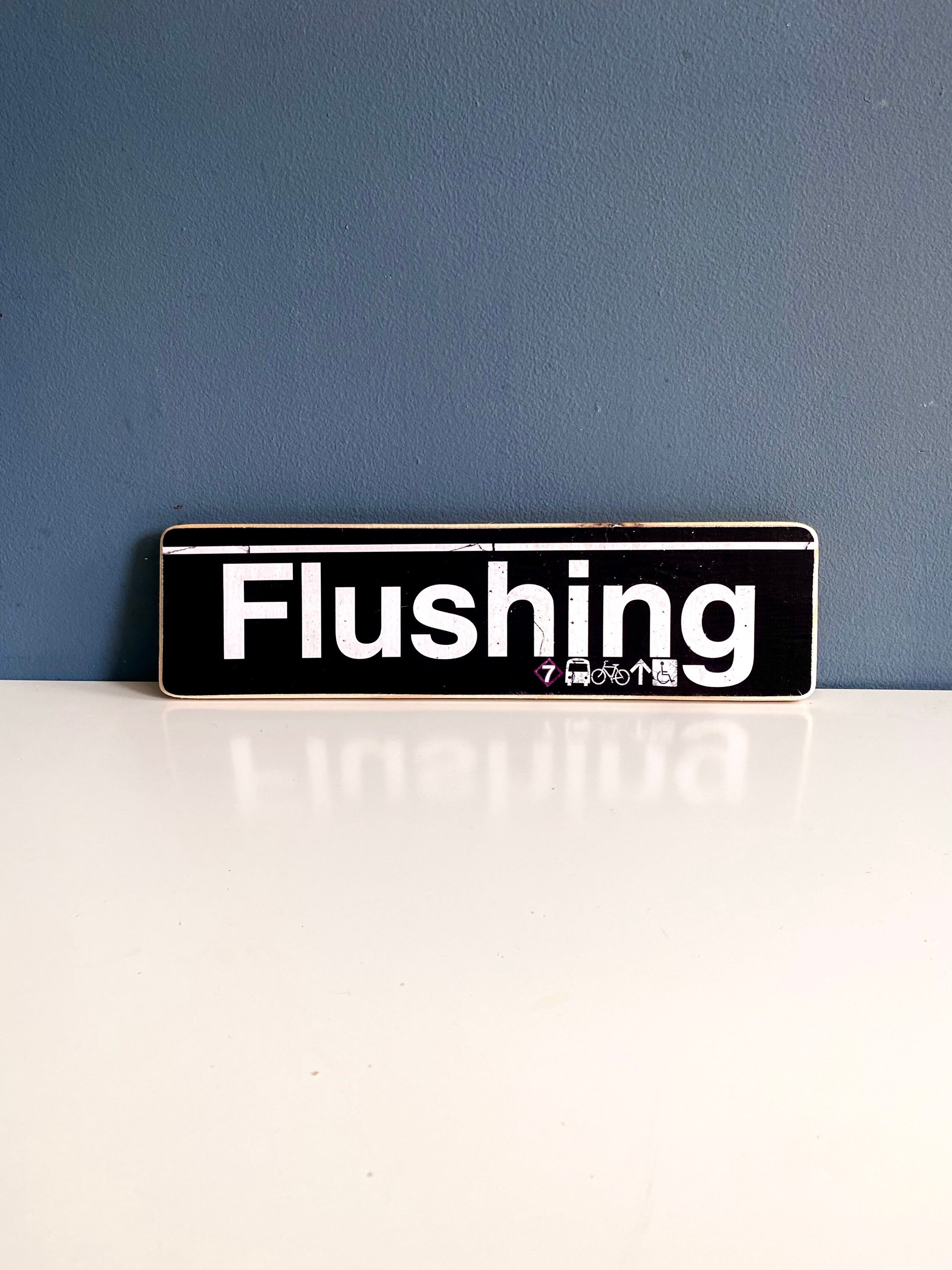Flushing Queens Neighborhood Hand Crafted Horizontal Wood Sign - Subway ...