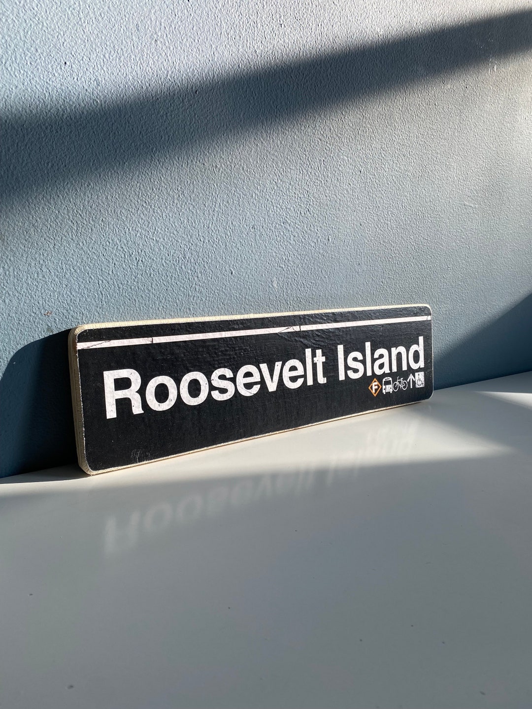 Handcrafted Roosevelt Island Wood Sign: NYC Subway Art - Etsy