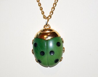 Ladybug Necklace Vintage 1970s Small GOOD LUCK Ladybug Pendant | Etsy