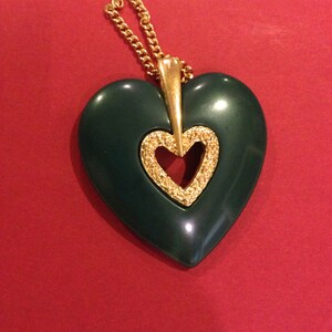 Vintage Heart Necklace Lanvin-like Jade Colored Resin Heart Pendant - Etsy