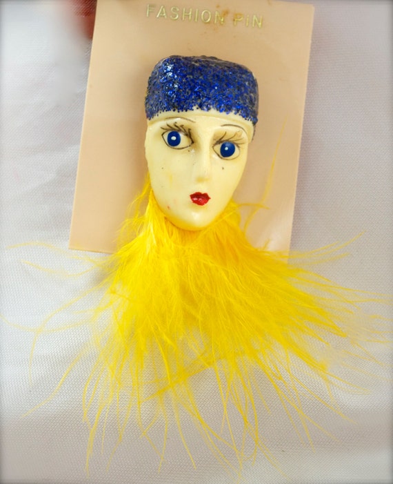 Vintage Lady Pin Face Harlequin Pin Face Brooch 1960's - Etsy