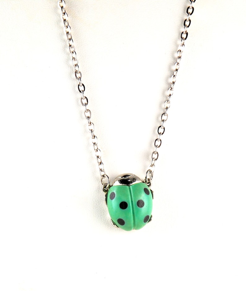 Ladybug Vintage Necklace 1970s Small GOOD LUCK Ladybug Pendant Bug ...