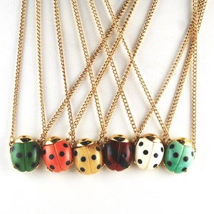Ladybug Vintage Necklace 1970s Small GOOD LUCK Ladybug Pendant Bug ...