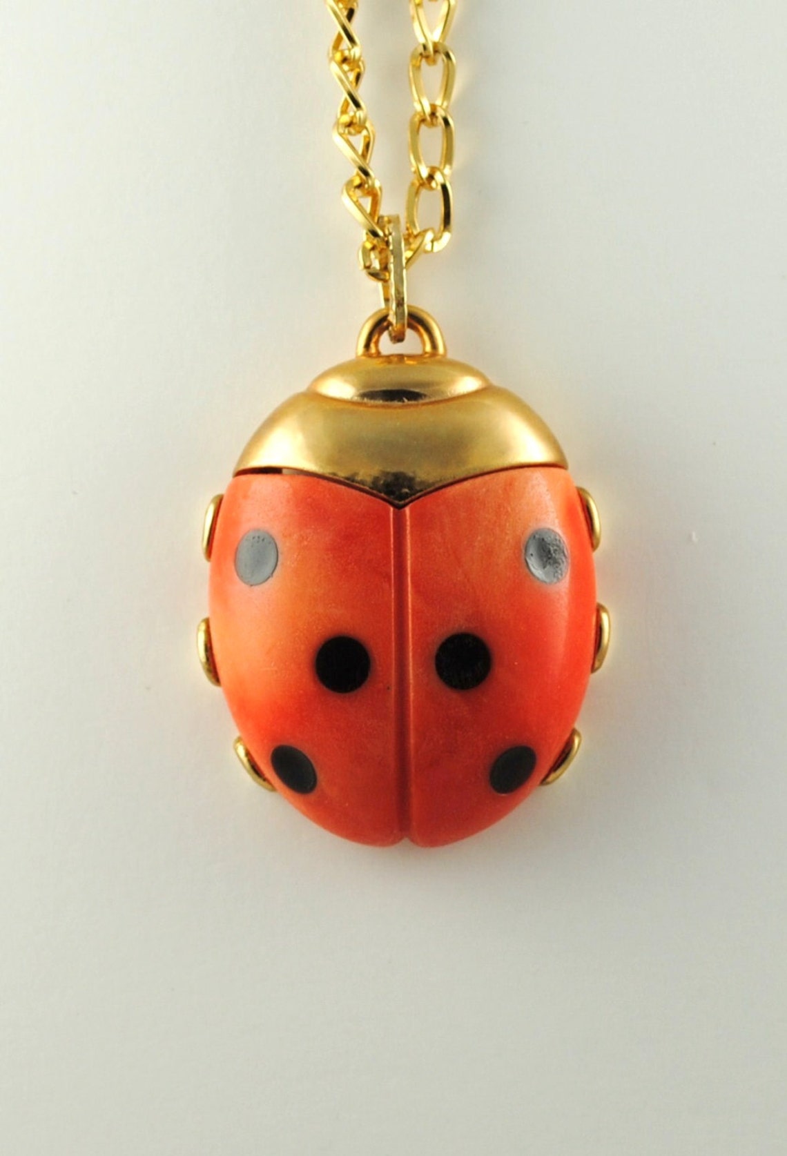 Vintage Ladybug Pendant Large Resin Jewelry Bug Jewelry - Etsy