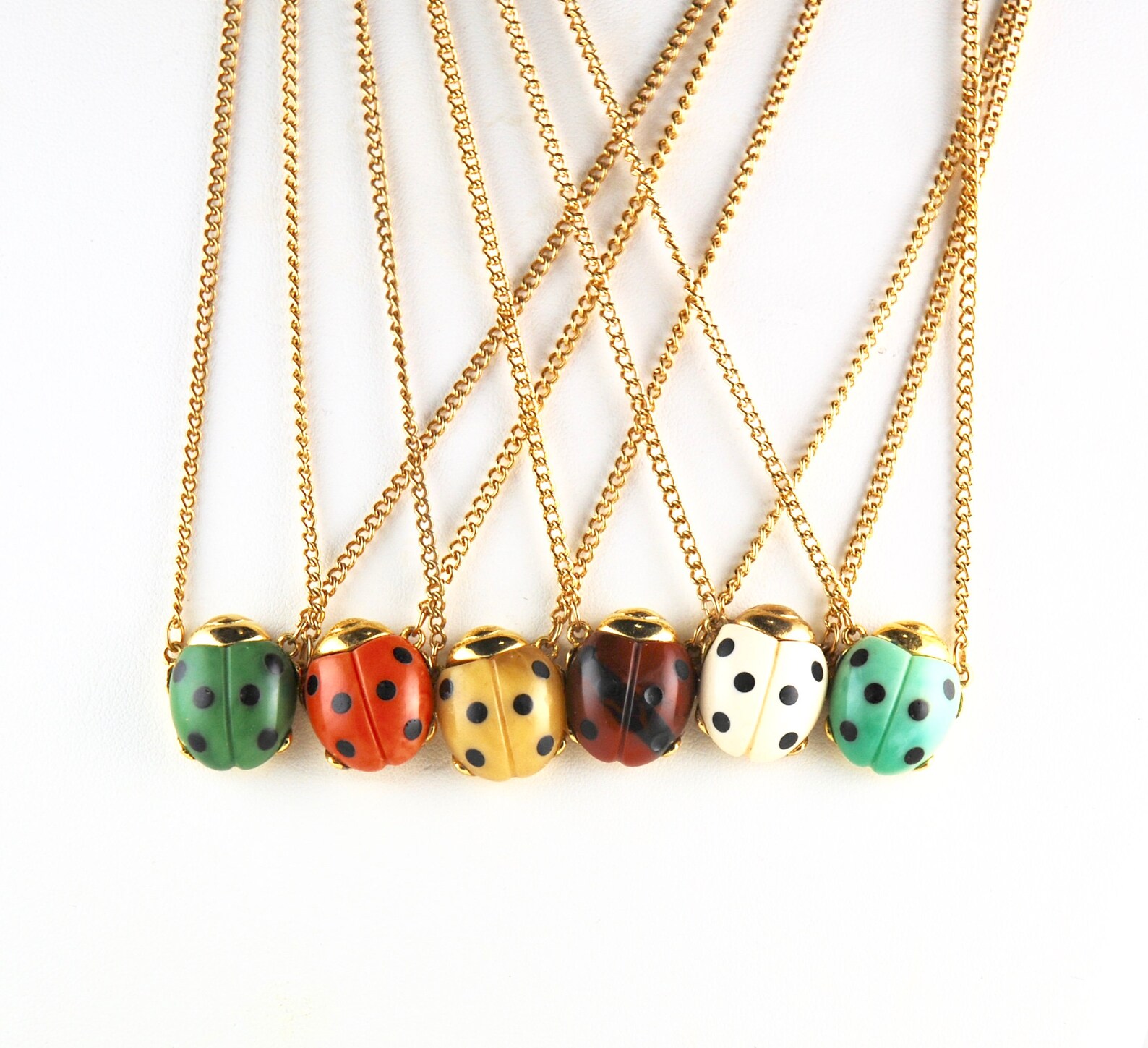 Ladybug Vintage Necklace 1970s Small GOOD LUCK Ladybug Pendant Bug ...