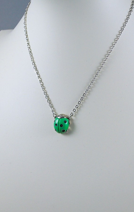 Ladybug Vintage RARE Ladybug Necklace Lucky Ladybug 1… - Gem