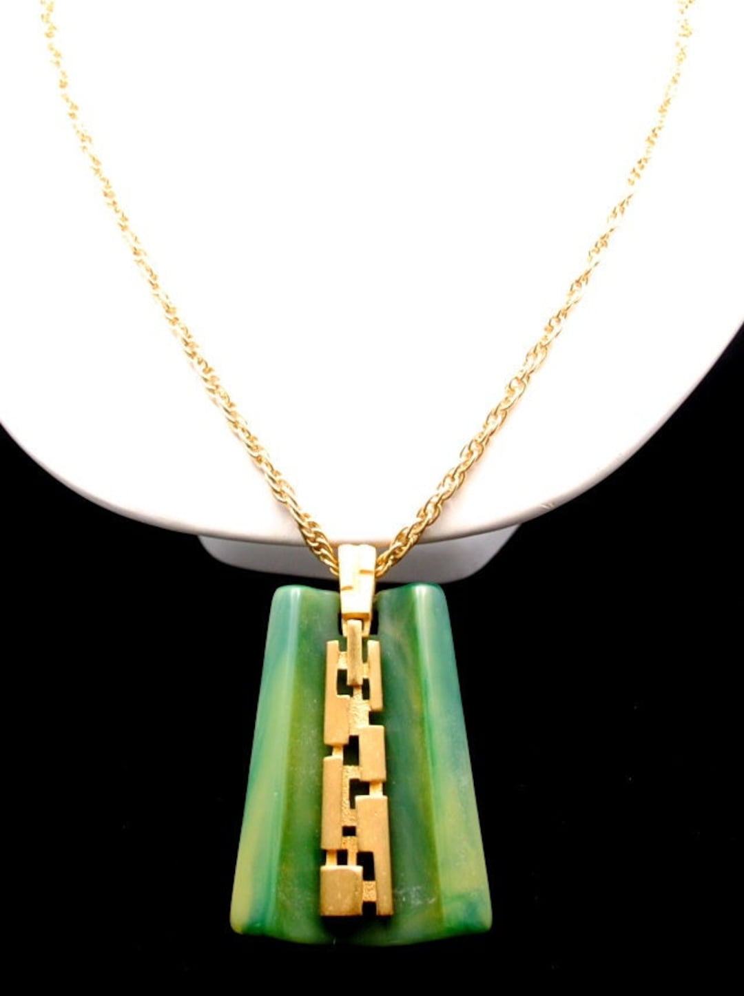 Vintage Jade Epoxy Resin Lanvin-like Pendant - Etsy