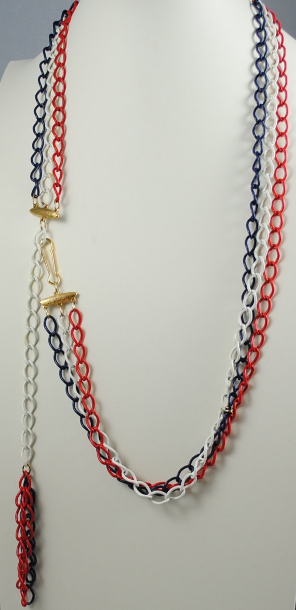 Vintage Belt Red White and Blue Chain Belt | Etsy