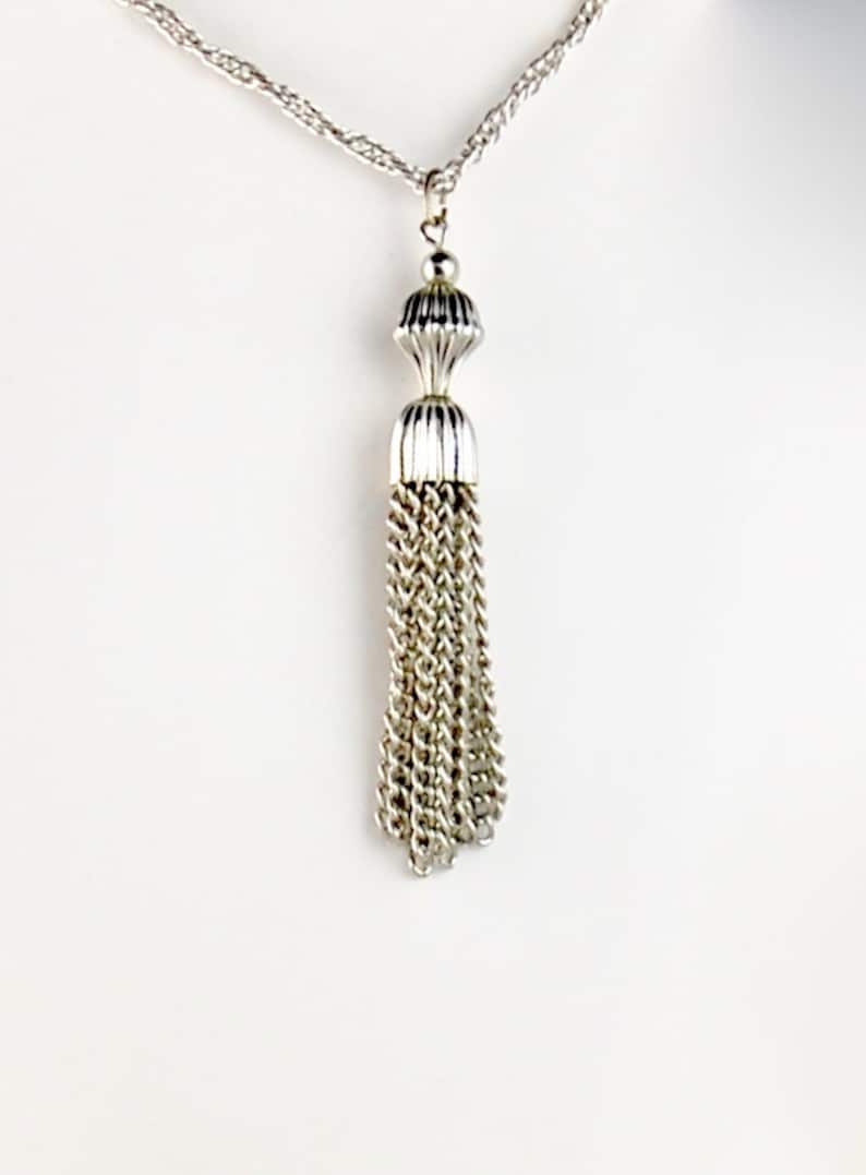 Vintage Chain Tassel Necklace Silver Plated Chain Vintage - Etsy