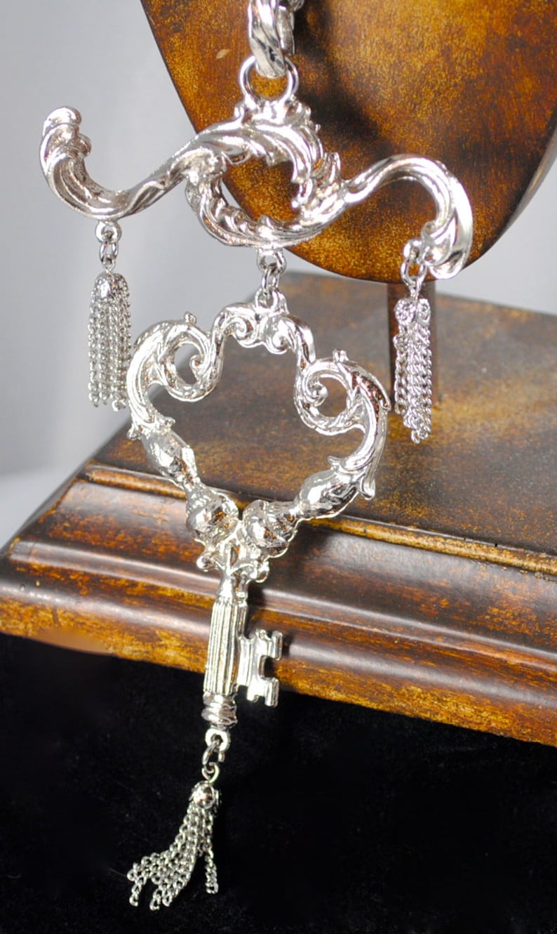 Vintage Key Necklace Pendant 1960s Two Piece With Tassels - Etsy