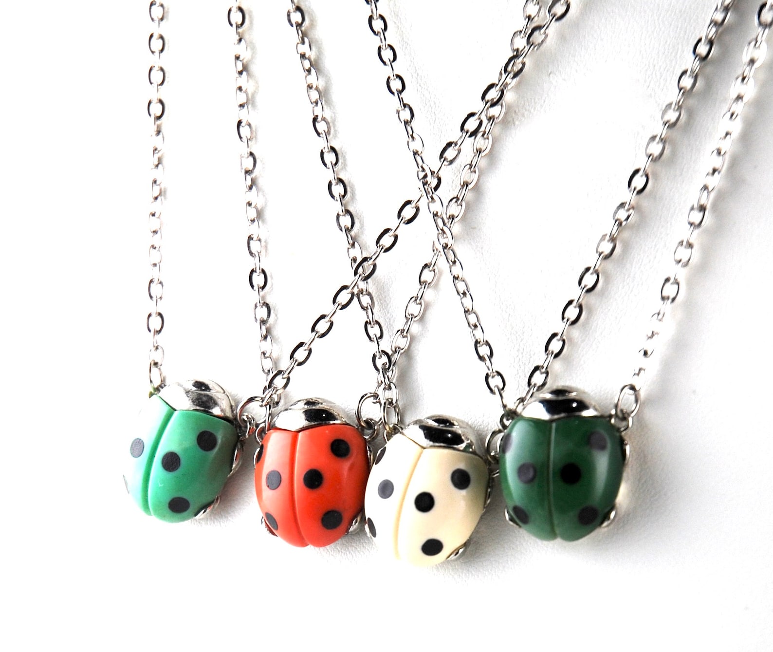Ladybug Necklace Vintage 1970s Small GOOD LUCK Ladybug Pendant Insect ...
