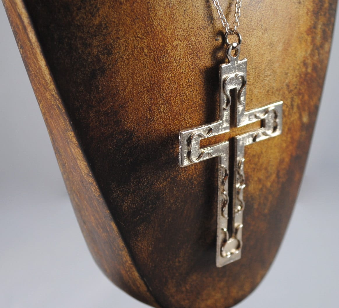Vintage Cross Necklace Religious Cross Silver Toned Cross - Etsy
