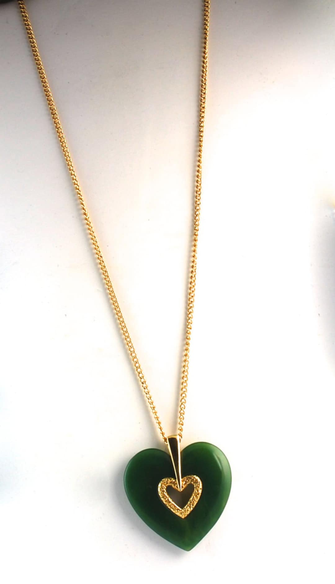 Heart Necklace Vintage Heart Valentine's Day Lanvin-like Jade Colored ...